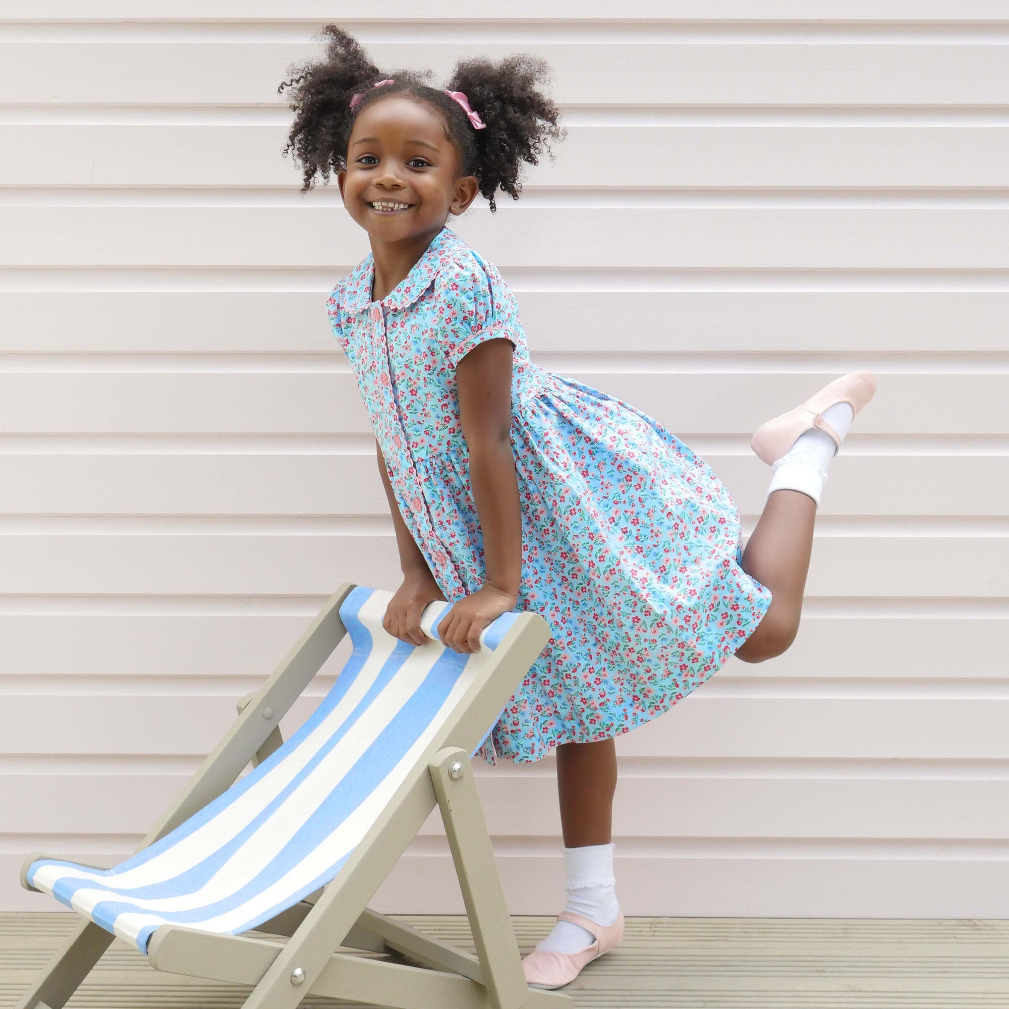 Blue Floral Button Front Dress – Rachel Riley US