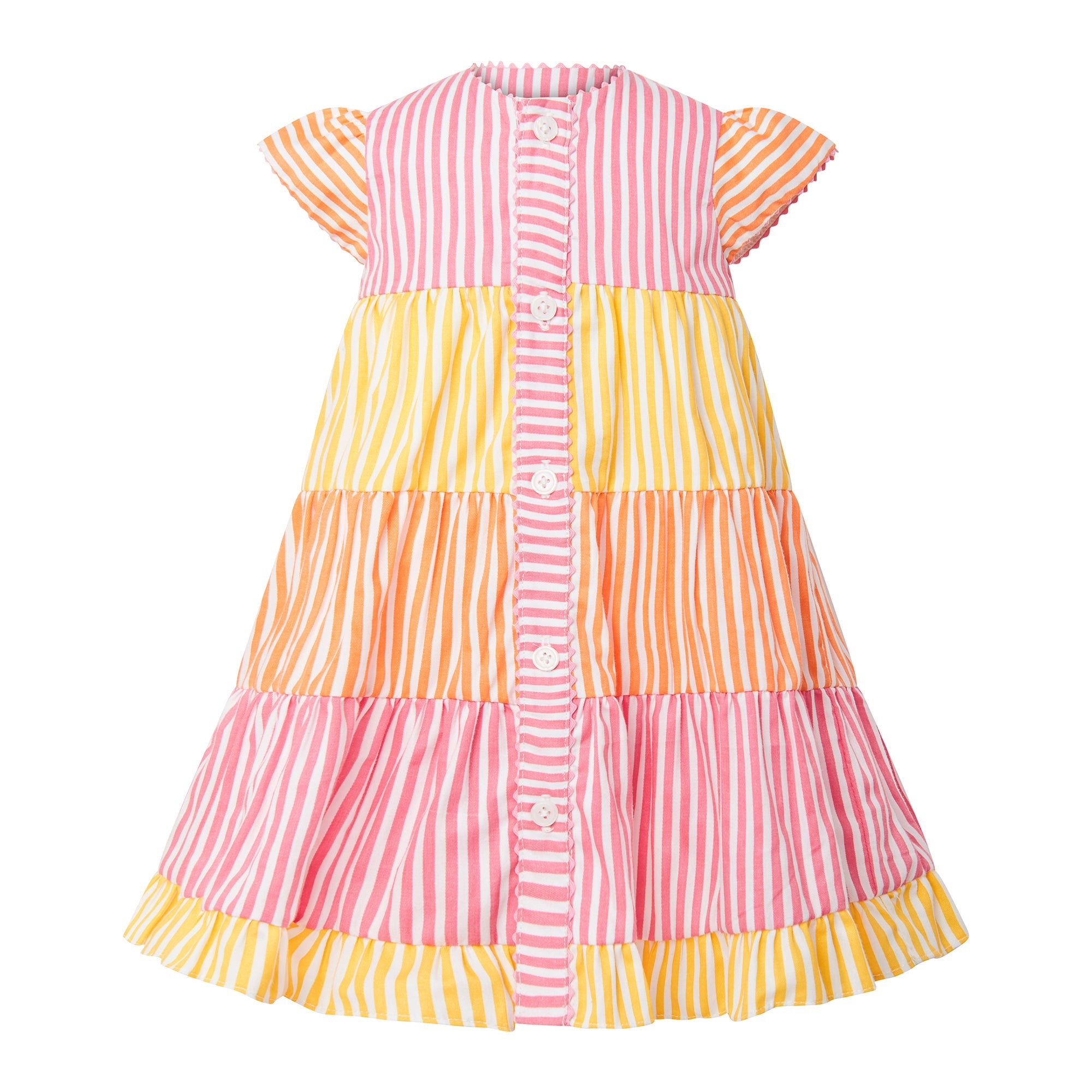 Striped Tier Button-Front Dress & Bloomers – Rachel Riley US