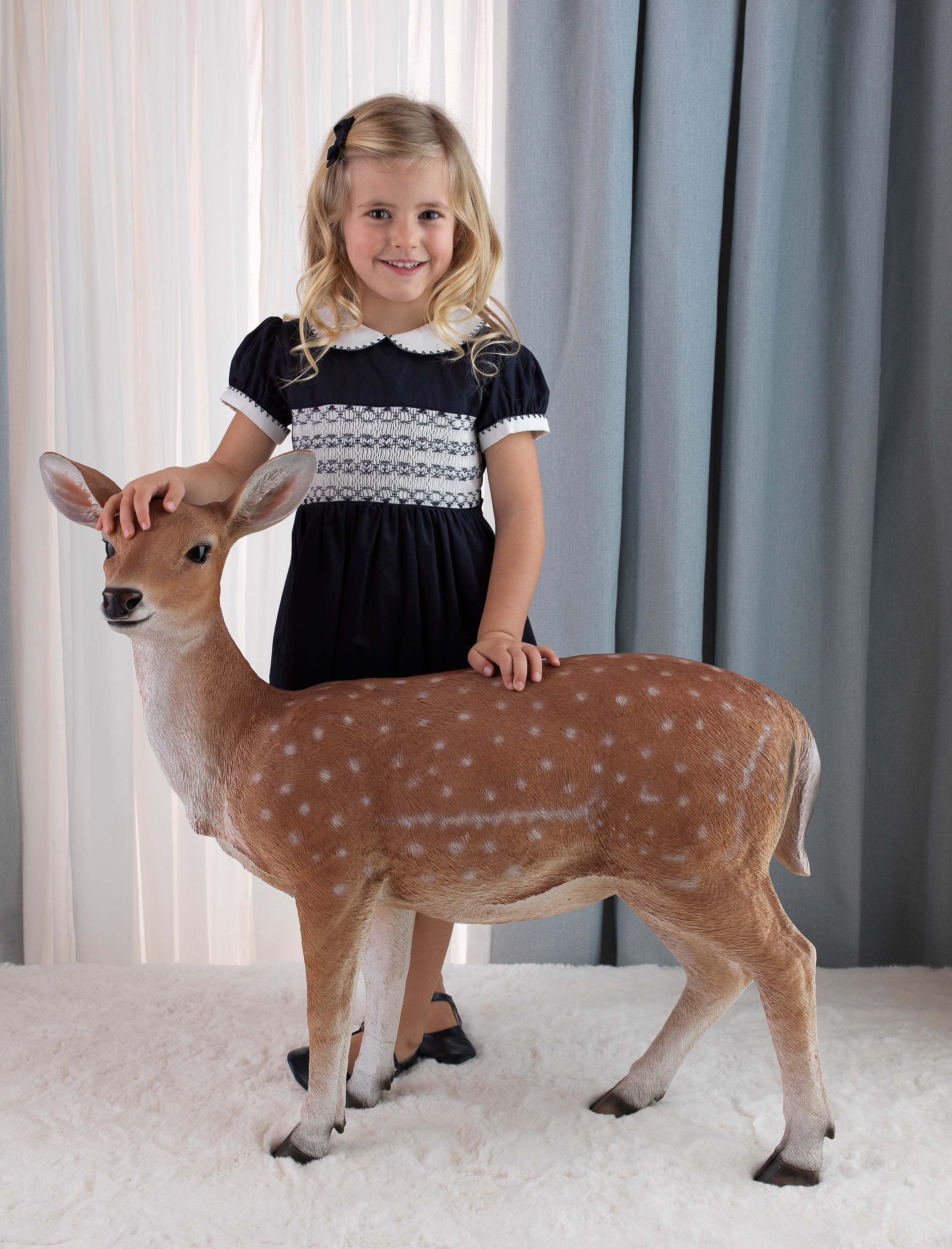 Navy Classic Smocked Dress for Girls – Rachel Riley US